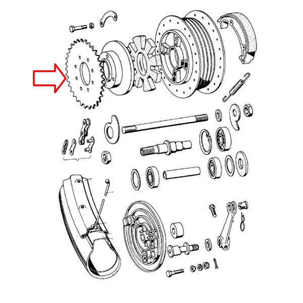 Zobnik zadnji 26 zob E90 Tomos