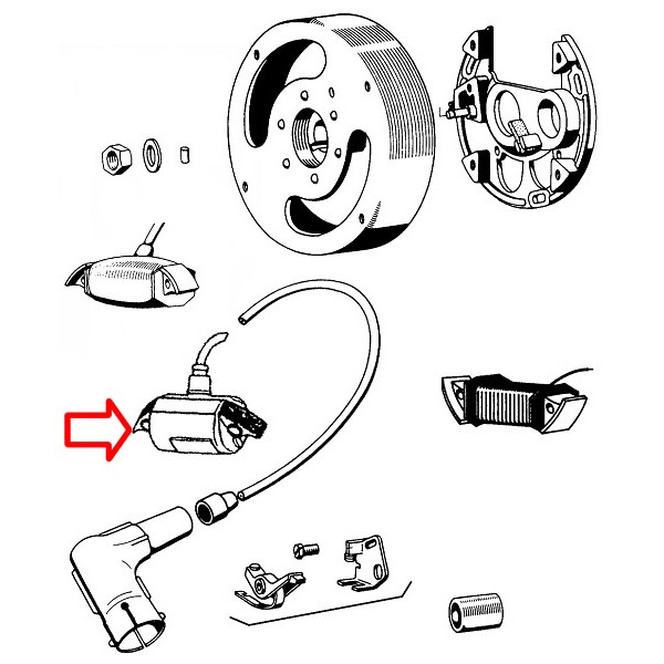 Vžigalna tuljava 6V beli magnet Tomos